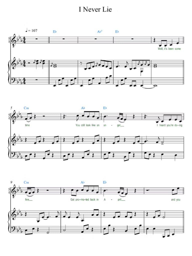Zach Top I Never Lie Sheet Music – Easy Guitar & Piano PDF