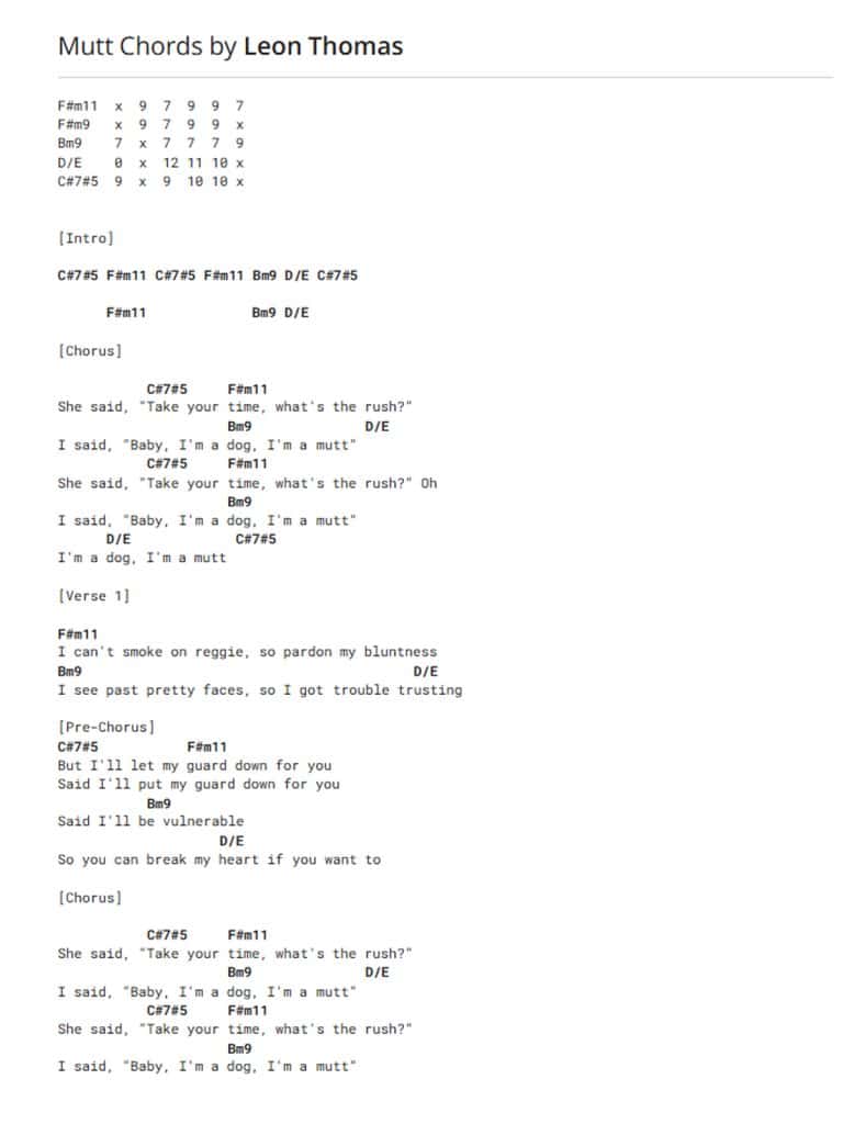 Very Easy Leon Thomas Mutt Sheet Music – Piano & Guitar PDF